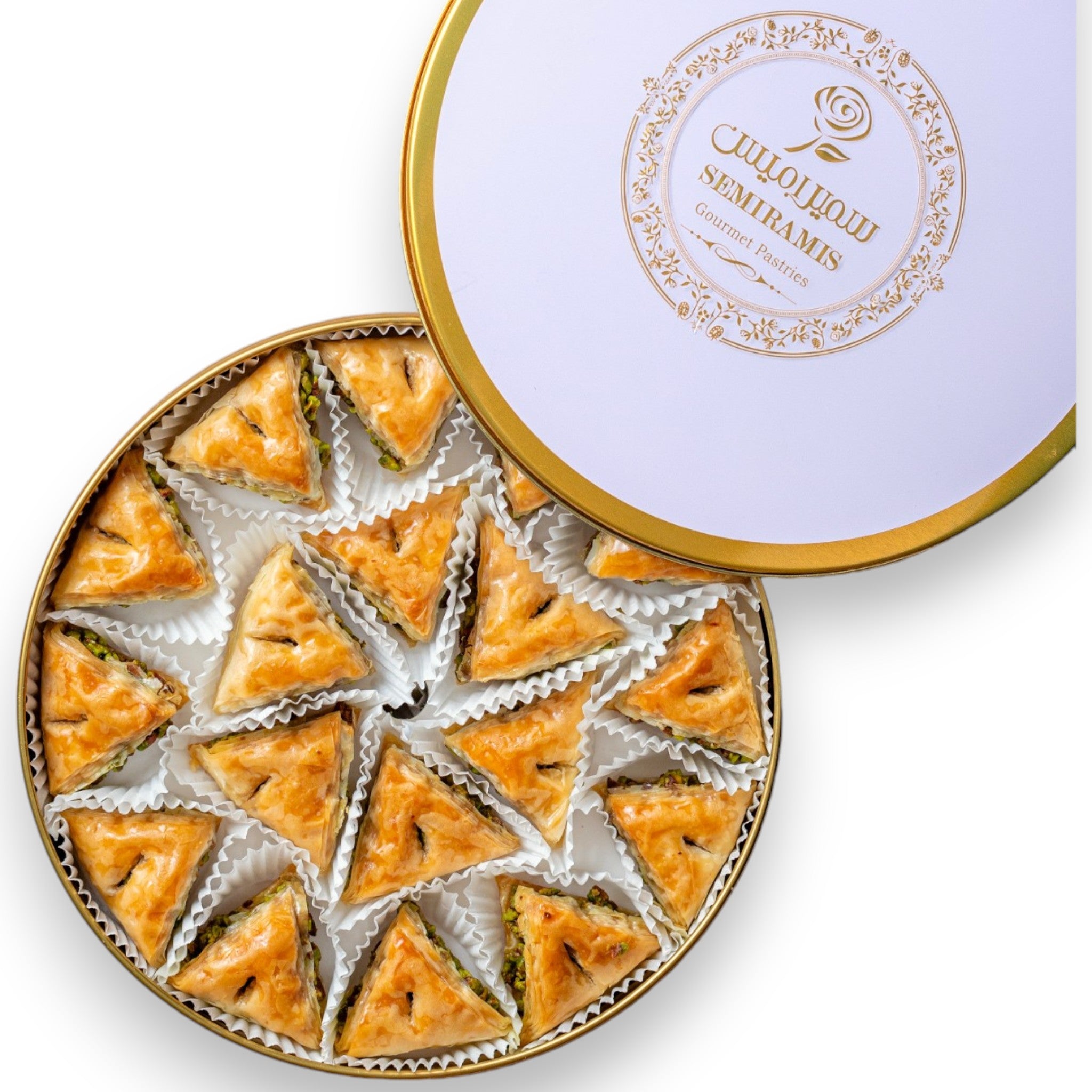 Arabic Sweets Semiramis Pistachio triangles 500g | Memas Dessert